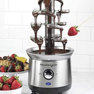 Nostalgia Electric Chocolate Fondue Fountain, 32-Ounce, 4 Tier Set, Fountain Machine for Cheese, Melting Chocolate, Liqueurs, Stainless Steel