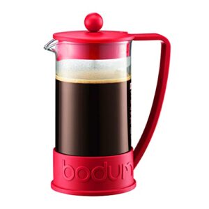 bodum brazil french press coffee maker with borosilicate glass carafe, 34 ounce, warm red