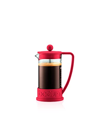 Bodum Brazil French Press Coffee Maker with Borosilicate Glass Carafe, 34 Ounce, Warm Red