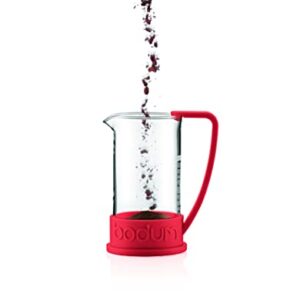 Bodum Brazil French Press Coffee Maker with Borosilicate Glass Carafe, 34 Ounce, Warm Red