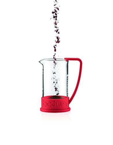 Bodum Brazil French Press Coffee Maker with Borosilicate Glass Carafe, 34 Ounce, Warm Red