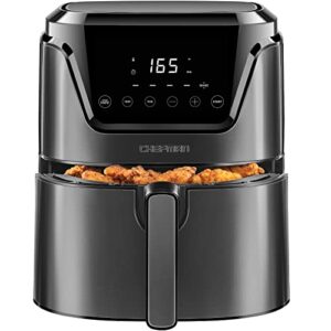 chefman air fryer 4.5 qt, healthy cooking, user friendly, nonstick stainless steel, digital touch screen with 4 cooking functions w/ 60 minute timer, bpa-free, dishwasher safe basket