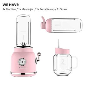 Smoothie Blender, Homeleader Personal Blender for Shakes and Smoothies, Portable Blender with 6 Sharp Blades, 21oz Travel Cup and Lids, Pink