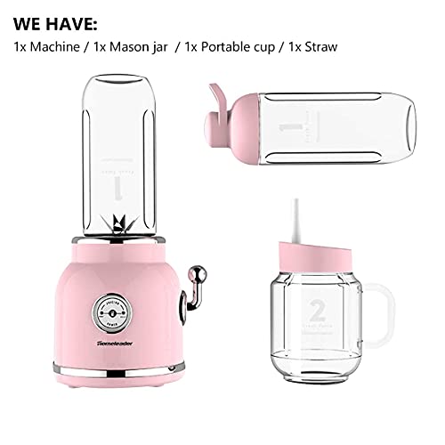 Smoothie Blender, Homeleader Personal Blender for Shakes and Smoothies, Portable Blender with 6 Sharp Blades, 21oz Travel Cup and Lids, Pink