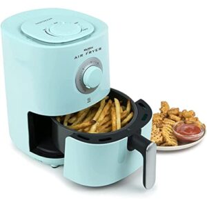 nostalgia personal air fryer 1-quart, compact space saving, adjustable 30 minute timer and temperature up to 400℉, non-stick dishwasher safe basket, portion control, aqua