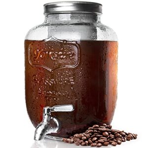 lighten life cold brew coffee maker 1 gallon, cold brew coffee kit with stainless steel spigot,cold brew dispenser with extra thick glass carafe, gallon large cold brew maker for coffee or tea