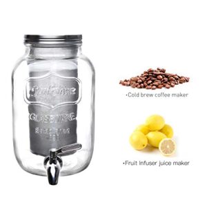 LIGHTEN LIFE Cold Brew Coffee Maker 1 Gallon, Cold Brew Coffee Kit with Stainless Steel Spigot,Cold Brew Dispenser with Extra Thick Glass Carafe, Gallon Large Cold Brew Maker for Coffee or Tea