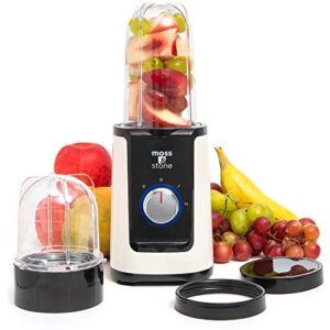 moss & stone 2 in 1 personal blender with additional blender cups, amazing bullet blenders for making smoothie, mini blender, white & black juice blender & smoothie maker