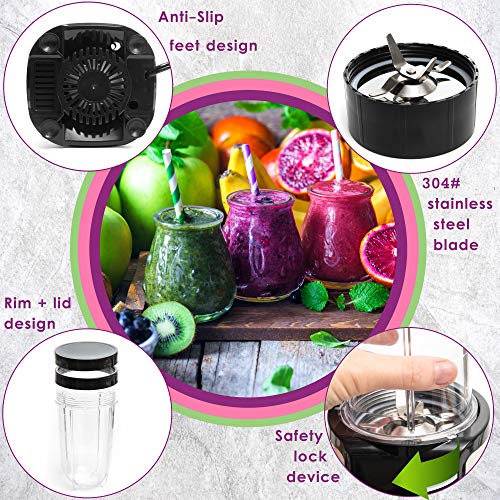 Moss & Stone 2 in 1 Personal Blender with Additional Blender Cups, Amazing Bullet Blenders For Making Smoothie, Mini Blender, White & Black Juice Blender & Smoothie Maker