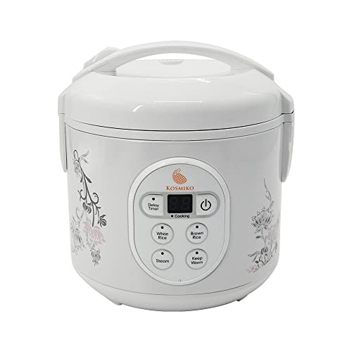 KOSMIKO Rice Cooker 4Cup Uncooked ( 8Cup Cooked ) – Instant Pot Vegetable Steamer for Kitchen – Multipurpose Food Steamer for Rice, Meat, Veggies – Easy to Use and Elegant Design – Programable Digital Display