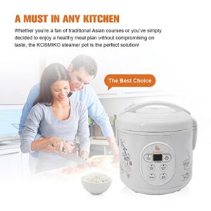 KOSMIKO Rice Cooker 4Cup Uncooked ( 8Cup Cooked ) – Instant Pot Vegetable Steamer for Kitchen – Multipurpose Food Steamer for Rice, Meat, Veggies – Easy to Use and Elegant Design – Programable Digital Display