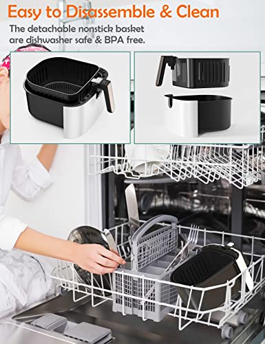 Air Fryer, Airfryer Oven Large Air Fryer 1700W 8-in-1 with Touch Screen Air Fryers Detachable Dishwasher Safe Nonstick Basket Freidora de Aire 36 Recipes BPA & PFOA Free 5.8 QT White Air Fryer