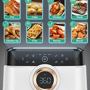 Air Fryer, Airfryer Oven Large Air Fryer 1700W 8-in-1 with Touch Screen Air Fryers Detachable Dishwasher Safe Nonstick Basket Freidora de Aire 36 Recipes BPA & PFOA Free 5.8 QT White Air Fryer