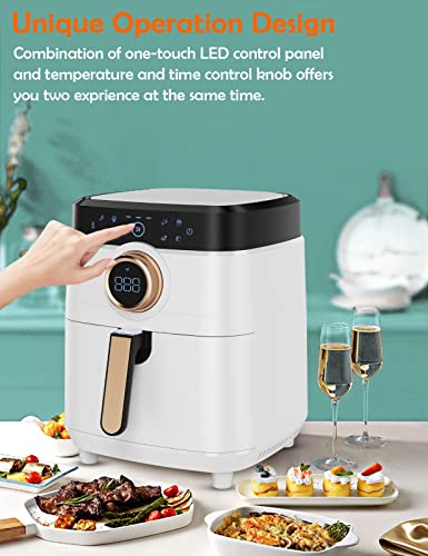 Air Fryer, Airfryer Oven Large Air Fryer 1700W 8-in-1 with Touch Screen Air Fryers Detachable Dishwasher Safe Nonstick Basket Freidora de Aire 36 Recipes BPA & PFOA Free 5.8 QT White Air Fryer