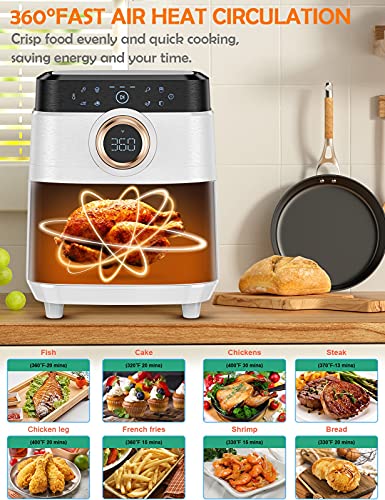 Air Fryer, Airfryer Oven Large Air Fryer 1700W 8-in-1 with Touch Screen Air Fryers Detachable Dishwasher Safe Nonstick Basket Freidora de Aire 36 Recipes BPA & PFOA Free 5.8 QT White Air Fryer