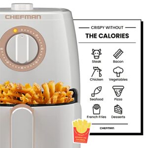 Chefman TurboFry 2-Quart Air Fryer, Dishwasher Safe Basket & Tray, Use Little to No Oil For Healthy Food, 60 Minute Timer, Fry Healthier Meals Fast, Heat And Power Indicator Light, Temp Control, White