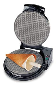 chef’schoice 838 wafflecone express nonstick ice cream cone maker creates delicious homemade sugar and waffle cones easy to clean, silver