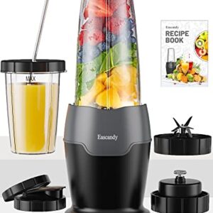 900 Watts Smoothie Blender for Shakes and Smoothies, 12 in 1 Set Bullet Personal Blender with Milk Frother, Germany 3D Stainless Steel 6-Leaves Blades Smoothie Maker, 24oz and 18oz Tritan BPA-Free To-Go Cups