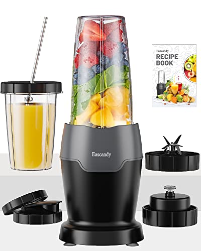 900 Watts Smoothie Blender for Shakes and Smoothies, 12 in 1 Set Bullet Personal Blender with Milk Frother, Germany 3D Stainless Steel 6-Leaves Blades Smoothie Maker, 24oz and 18oz Tritan BPA-Free To-Go Cups