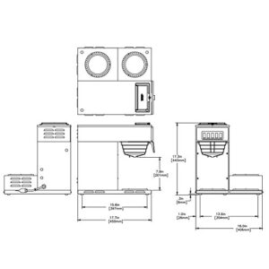 BUNN VP17-3, 12-Cup Low Profile Pourover Commercial Coffee Maker, 3 Lower Warmers, 13300.0003