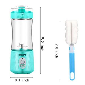 Portable Blender Juicer Cup, Travel Blender Bottles with USB Rechargeable for Shakes and Smoothies, Handheld Use in Sports, Gym, Outdoors, Muzpz Personal mini 13 Oz Blender for Kitchen (Mint Green)