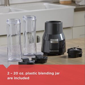 BLACK+DECKER FusionBlade Personal Blender with Two 20oz Personal Blending Jars, Gray, PB1002G