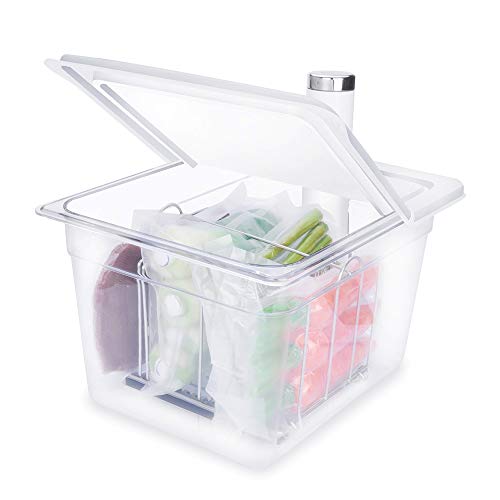 EVERIE Sous Vide Container 12 Quart with Hinge Lid and Sous Vide Rack Compatible with Breville Joule