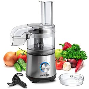 shardor 3.5-cup food processor vegetable chopper for chopping, pureeing, mixing, shredding and slicing, 350 watts with 2 speeds plus pulse, silver