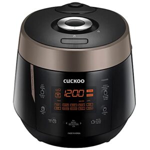 cuckoo crp-p0609s | 6-cup (uncooked) pressure rice cooker | 12 menu options: quinoa, nu rung ji, gaba/brown rice & more, made in korea | black/copper