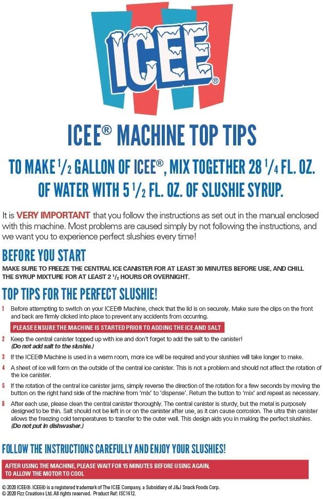 ICEE Slushie Machine. Genuine ICEE Home Countertop Slushie Maker & ICEE Syrup 4-Pack Bundle. Officially Licensed ICEE Merchandise.