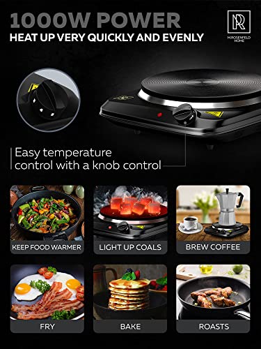 Hot Plate for Candle Making - Electric Hot Plate for Melting Wax - Electric Stove Burners - 1000W Hot Plates For Cooking, Portable Stove Top - Cofee Maker to brew coffee in the Moka Pot