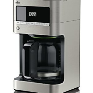 Braun KF7070 BrewSense Drip Glass Coffeemaker, 12 Cup, Stainless Steel