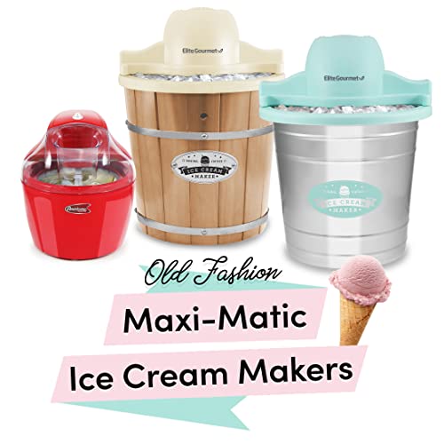 Elite Gourmet EIM-924L, 4 Qt. Electric Motorized Ice Cream Maker Ice & Rock Salt, 4Qt. Freezing Canister, Creamy Ice Cream, Gelato, Frozen Yogurt, or Sorbet, Recipe Booklet