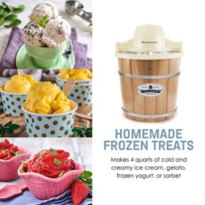 Elite Gourmet EIM-924L, 4 Qt. Electric Motorized Ice Cream Maker Ice & Rock Salt, 4Qt. Freezing Canister, Creamy Ice Cream, Gelato, Frozen Yogurt, or Sorbet, Recipe Booklet