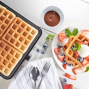 CucinaPro Four Square Belgian Waffle Maker, Extra Large Stainless Steel Kitchen Appliance with Nonstick Waffler Iron Plates, Makes 4 Fluffy Waffles, Griddle is Great for Family Breakfast or Gift