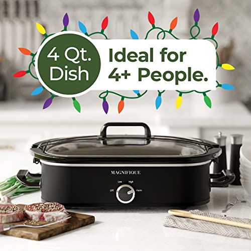 [New] Magnifique 4-Quart Casserole Manual Slow Cooker with Keep Warm Setting - Perfect Kitchen Small Appliance for Family Dinners - Large Enough to Serve 4+ People