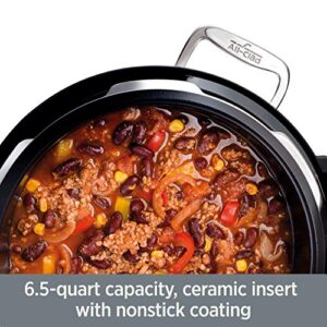 All-Clad SD700450 Programmable Oval-Shaped Slow Cooker with Black Ceramic Insert and Glass Lid, 6.5-Quart, Silver