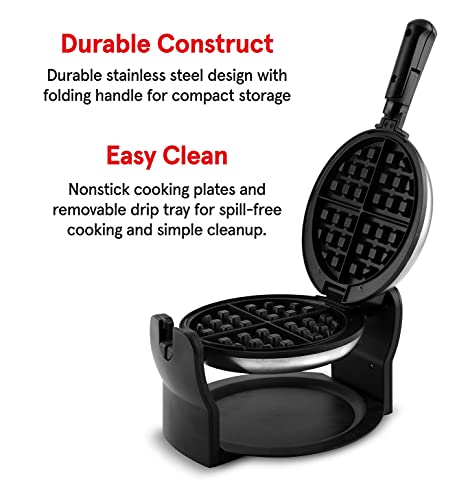 Gourmia GWM448 Rotating Waffle Maker - 180° Rotation - Variable browning control - Indicator lights - Easy to clean - Stainless steel