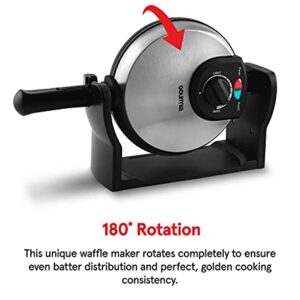 Gourmia GWM448 Rotating Waffle Maker - 180° Rotation - Variable browning control - Indicator lights - Easy to clean - Stainless steel