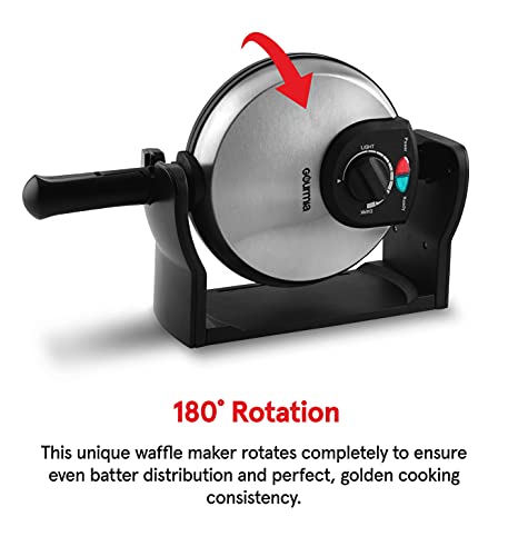 Gourmia GWM448 Rotating Waffle Maker - 180° Rotation - Variable browning control - Indicator lights - Easy to clean - Stainless steel