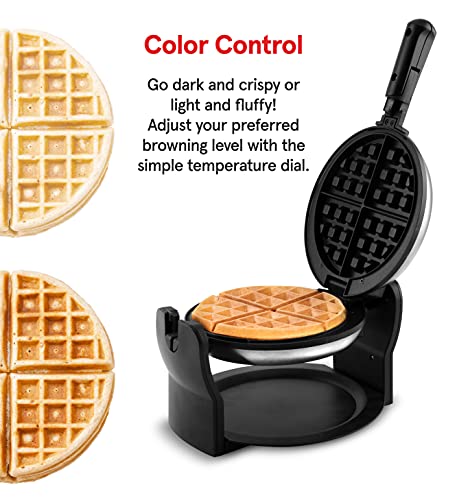 Gourmia GWM448 Rotating Waffle Maker - 180° Rotation - Variable browning control - Indicator lights - Easy to clean - Stainless steel