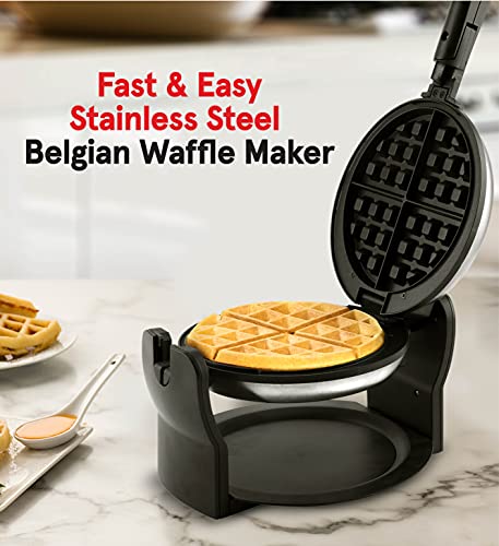 Gourmia GWM448 Rotating Waffle Maker - 180° Rotation - Variable browning control - Indicator lights - Easy to clean - Stainless steel