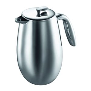 bodum columbia thermal french press coffee maker, stainless steel, 34 ounce, 1 liter (8 cup)