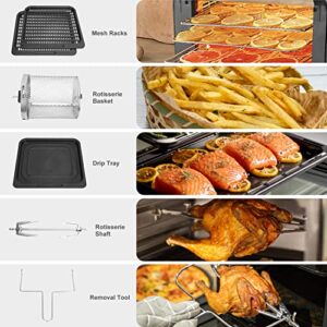 Aigostar Air Fryer, 13 QT Air Fryer Oven, Rotisserie Oven, 1500W Air Fryer Toaster Oven, Digital Touchscreen, 10-in-1 Presets for Dehydrate, Toaster, Convection Oven with Accessories