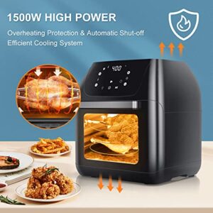 Aigostar Air Fryer, 13 QT Air Fryer Oven, Rotisserie Oven, 1500W Air Fryer Toaster Oven, Digital Touchscreen, 10-in-1 Presets for Dehydrate, Toaster, Convection Oven with Accessories