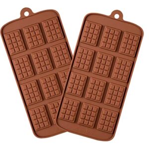 holiday silicone mold spoon chocolate bar waffle hot coco bomb rose flower diamond ( 2 pack ) (mini waffle)