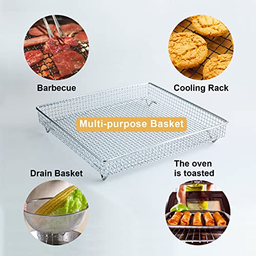 Air Fryer Basket, Air Fryer Basket for Oven,Compatible with Cuisinart TOA-60 Serie/TOA-65 Air Fryer, 304 Food-Grade Air Fryer Stainless Steel Basket, Cooking and Baking for Convection Toaster Oven