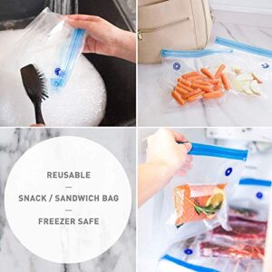 OUII Sous Vide Bags for Joule and Anova Cookers - 15 Reusable BPA-Free Sous Vide Bags with Vacuum Hand Pump in Various Sizes -Vacuum Sealer Bags Food Storage Freezer Safe - Fits Any Sous Vide Machine