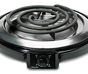 Elite Gourmet ESB-300X Single Countertop Coiled Burner, 1000 Watts Electric Hot Plate, Temperature Controls, Power Indicator Lights, Easy to Clean, Black