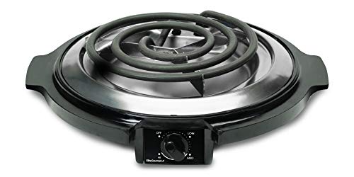 Elite Gourmet ESB-300X Single Countertop Coiled Burner, 1000 Watts Electric Hot Plate, Temperature Controls, Power Indicator Lights, Easy to Clean, Black